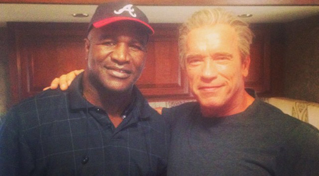 Arnold Schwarzenegger Hangs Out With Evander Holyfield | Muscle & Fitness